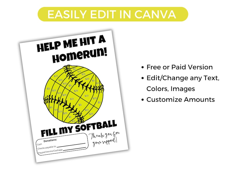 Editable Fill My Softball Fundraiser Template, Softball Fundraiser ...