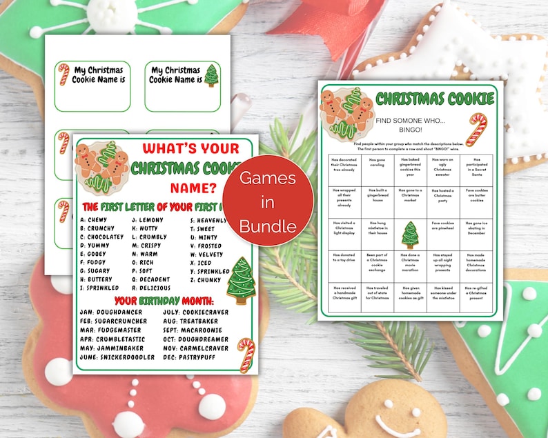 Christmas Cookie Game Bundle, 9 Christmas Cookie Exchange Party Games ...