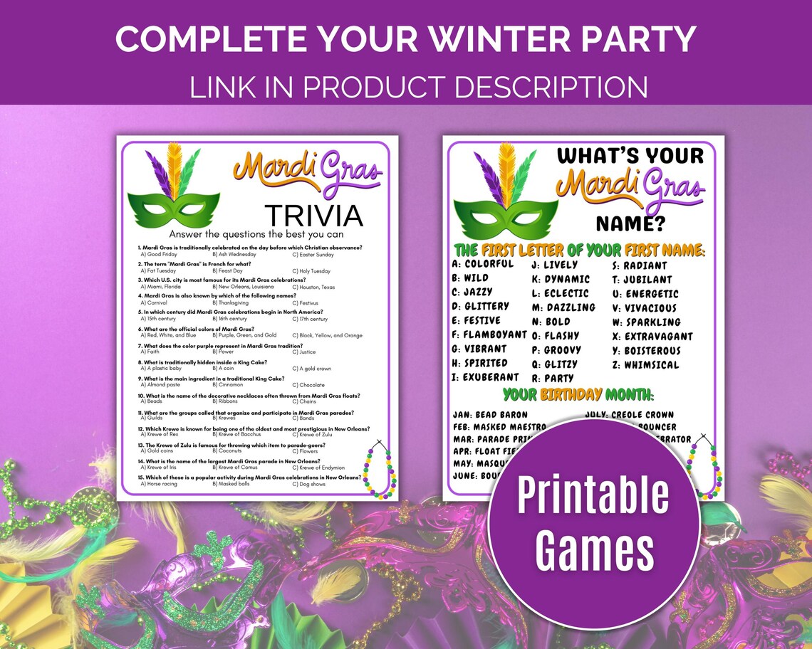 Mardi Gras Potluck Sign up Sheet, Printable Mardi Gras Party Potluck ...