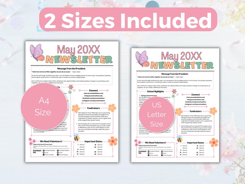 EDITABLE May PTO PTA Newsletter Template, Monthly Classroom May ...