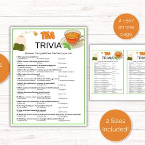 Tea Trivia Game, Tea Quiz, Printable Tea Game for Kids and Adults, Food ...