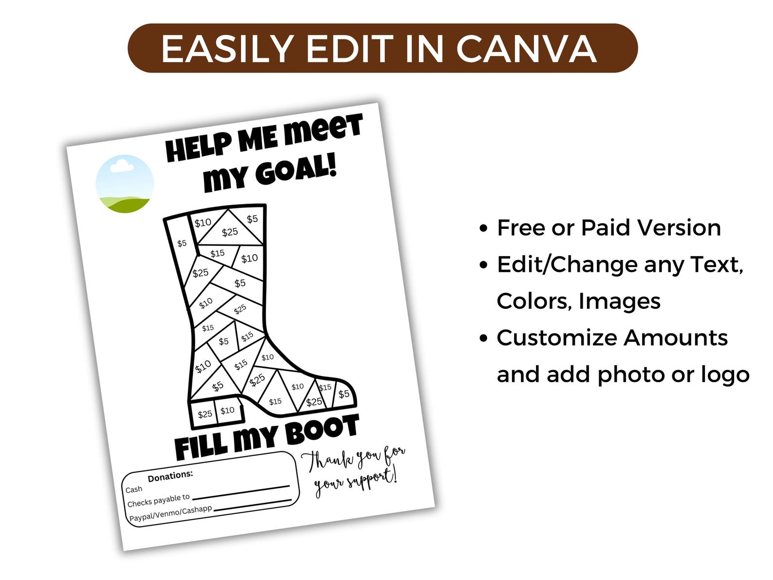 Editable Fill My Boot Fundraiser Template, Drill Team Fundraiser Flyer ...