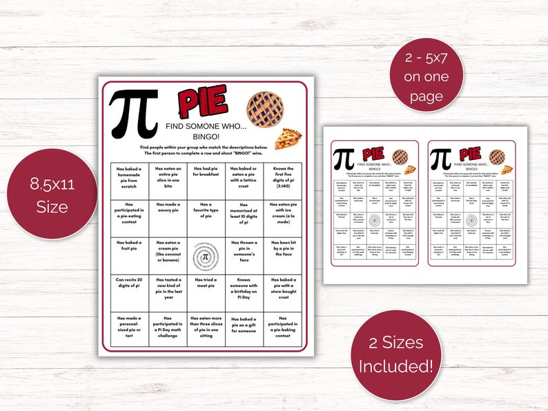 Pi Day Find Someone Who Game, Pi Day Party Mix and Mingle, Human Bingo ...