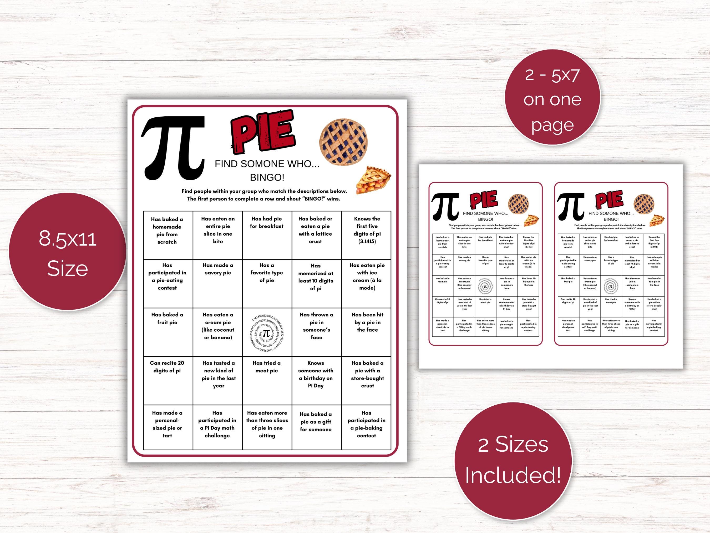 Pi Day Find Someone Who Game, Pi Day Party Mix and Mingle, Human Bingo ...