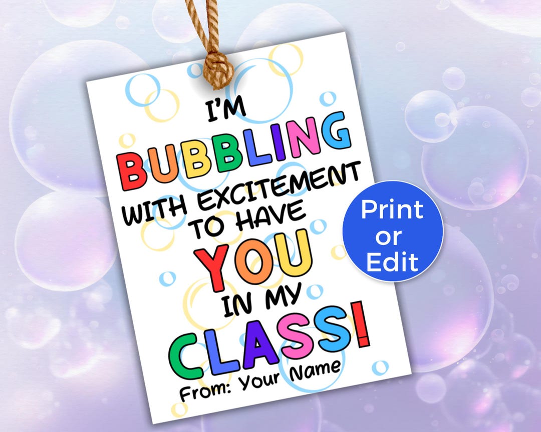 Editable Back to School Bubble Gift Tags, Printable First Day of School ...