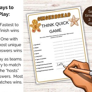 Gingerbread Think Quick, Gingerbread Party Game, Christmas Cookie Party ...