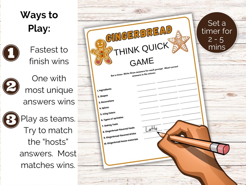 Gingerbread Think Quick, Gingerbread Party Game, Christmas Cookie Party ...