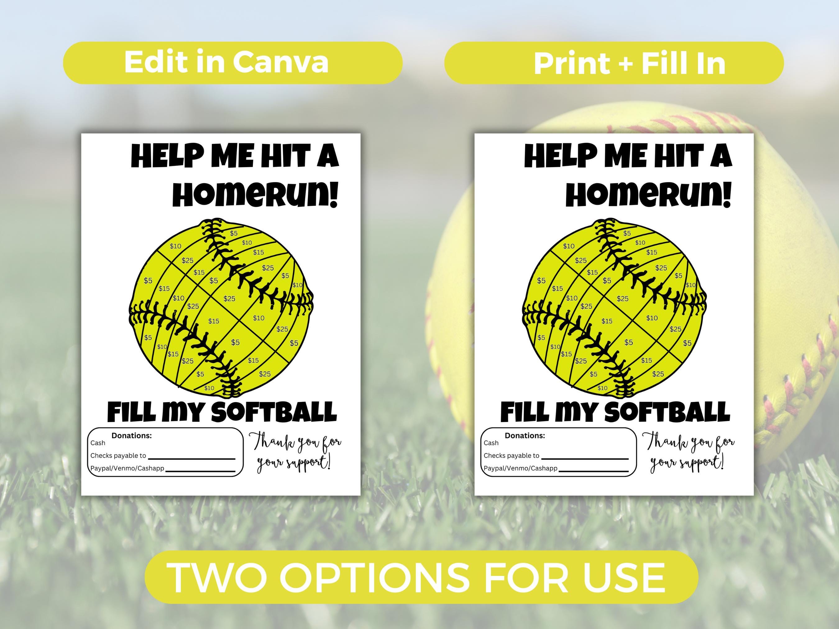Editable Fill My Softball Fundraiser Template, Softball Fundraiser ...
