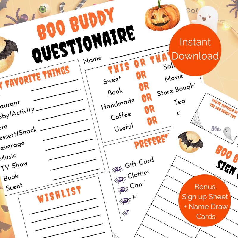 Boo Buddies Questionnaire - Etsy