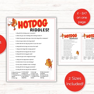 Hot Dog Riddles, Hot Dog Jokes, Hot Dog Party Game, Summer Party ...