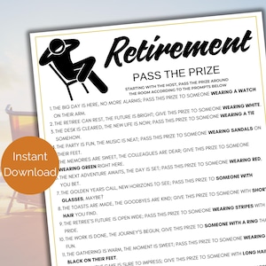 Retirement Pass the Prize, Printable Retirement Pass the Parcel Game ...