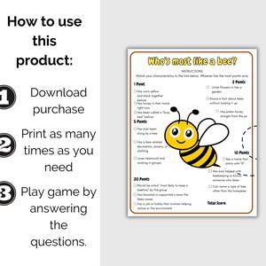 Who's the Most Like a Bee, Printable Printable Bee Themed Game, What ...