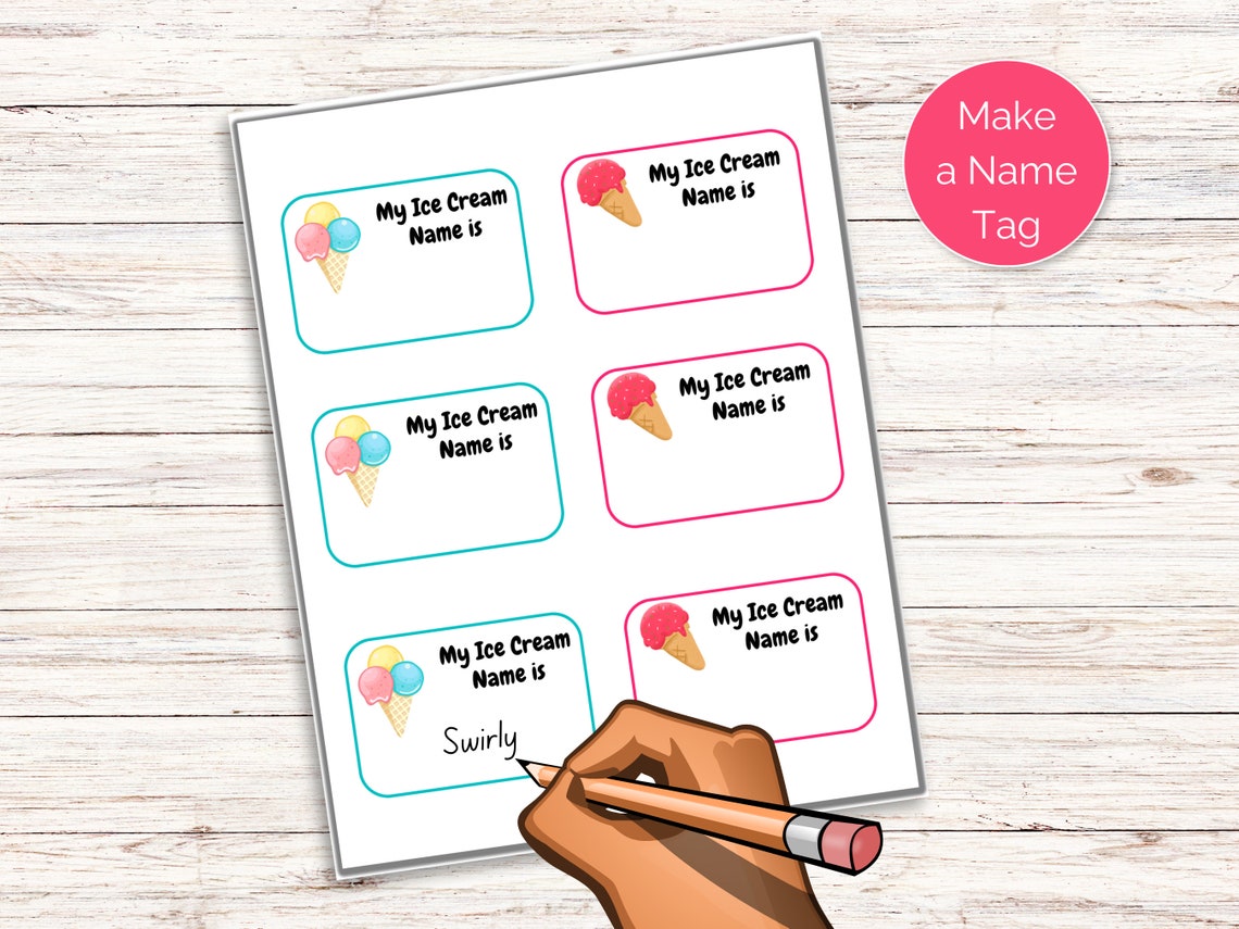 What's Your Ice Cream Name Game + Name Tags, Ice Cream Birthday Party ...