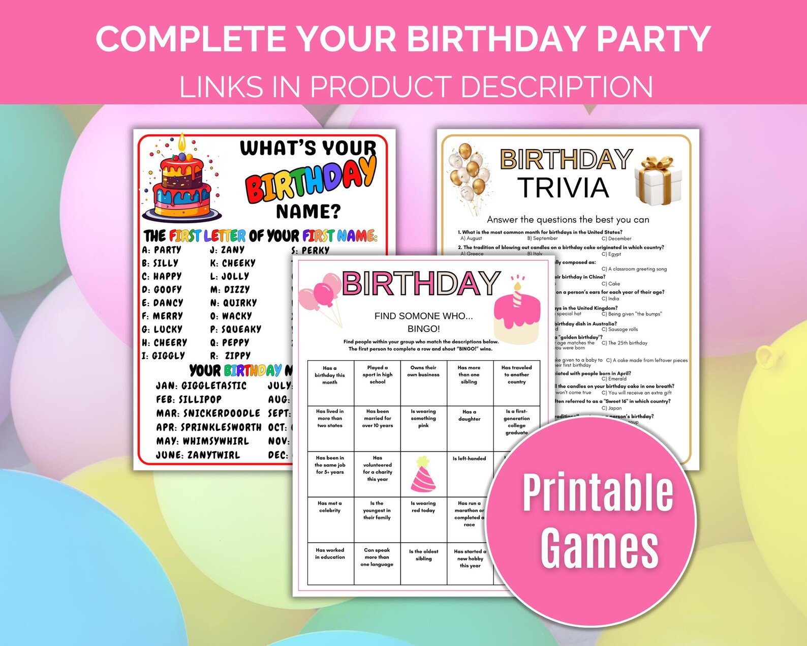 Birthday Potluck Sign up Sheet, Printable Birthday Party Potluck Sign ...