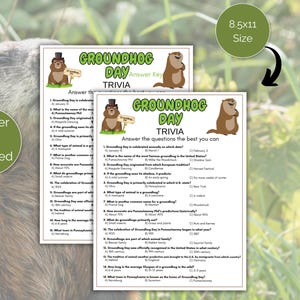 Groundhog Trivia Game, Groundhog Quiz, Printable Groundhog Day Game for ...