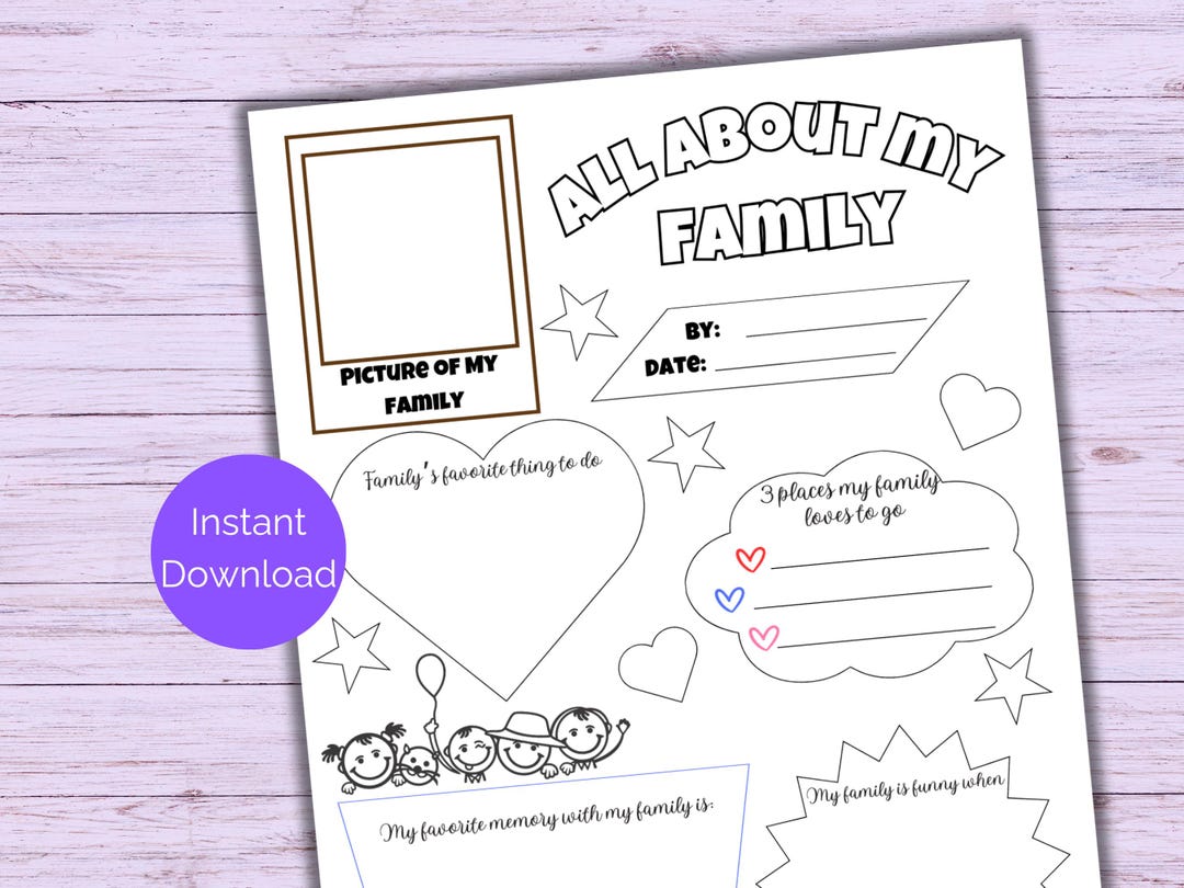 All About My Family Worksheet Printable, All About My Family Coloring ...