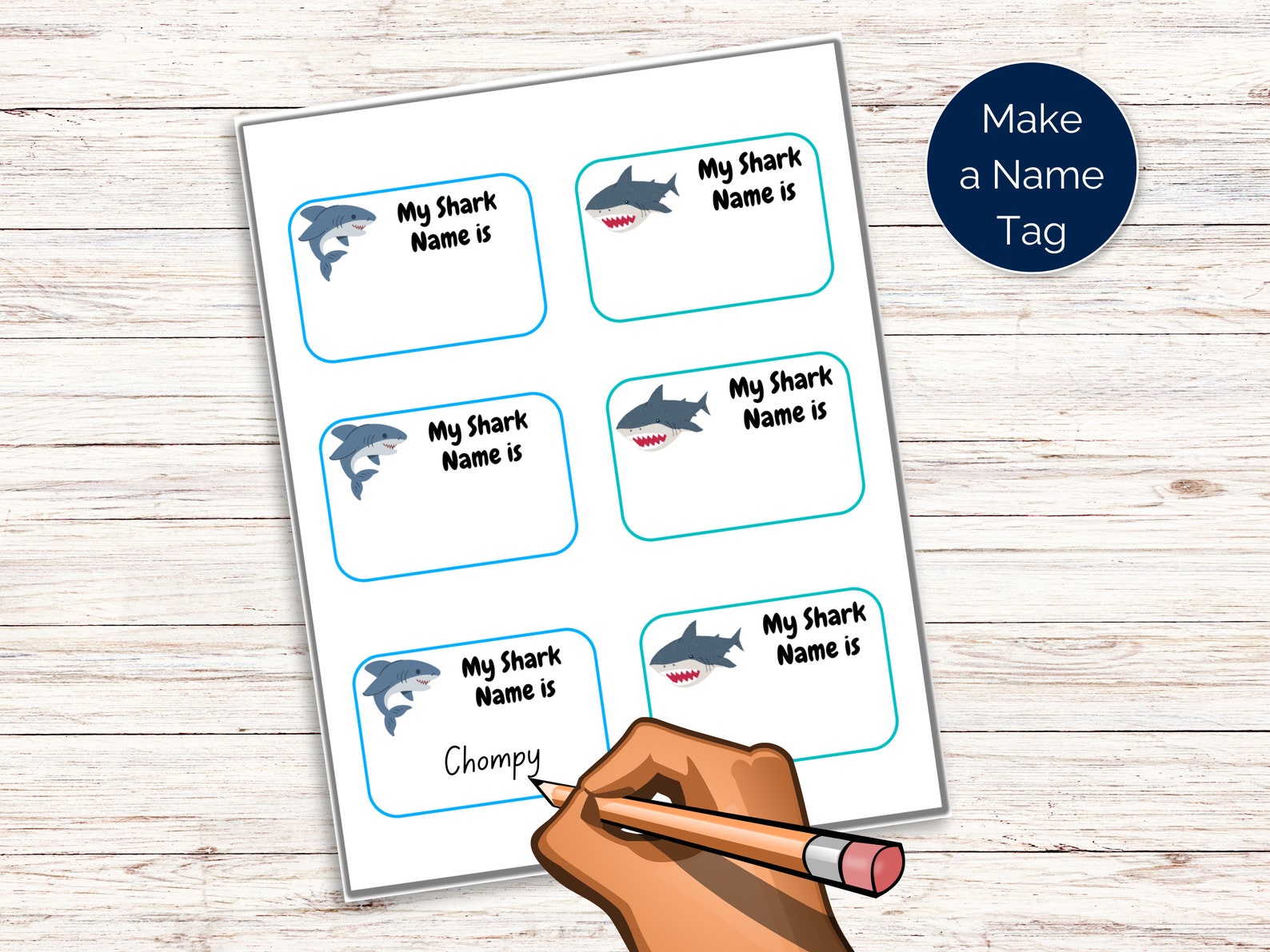 What's Your Shark Name Game Name Tags, Shark Birthday Party Activity ...