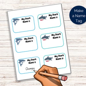 What's Your Shark Name Game + Name Tags, Shark Birthday Party Activity ...