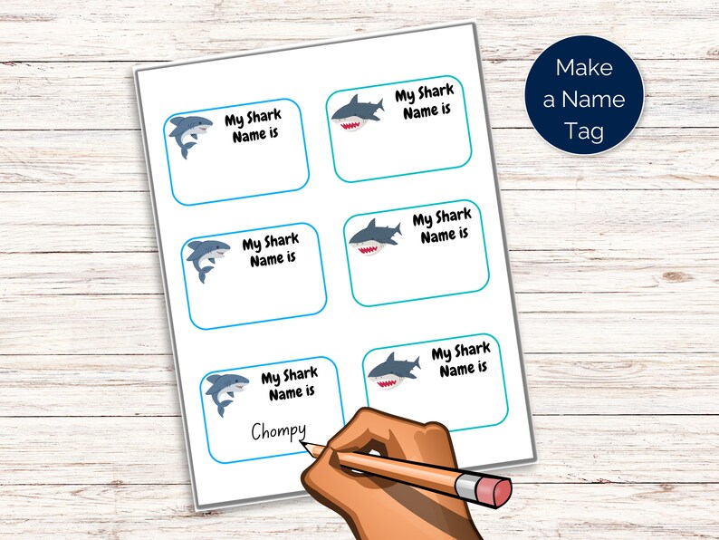 What's Your Shark Name Game Name Tags, Shark Birthday Party Activity ...
