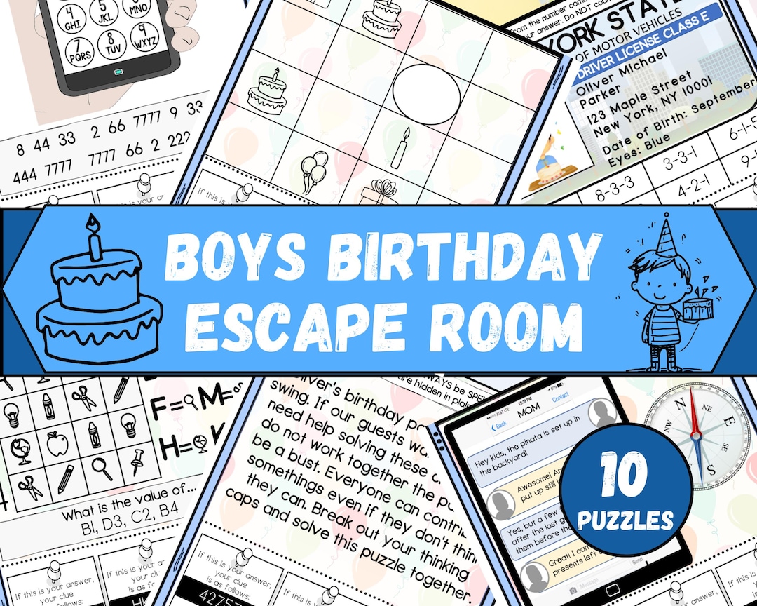 Boys Birthday Escape Room, Printable Escape Room Kit, Birthday Party ...