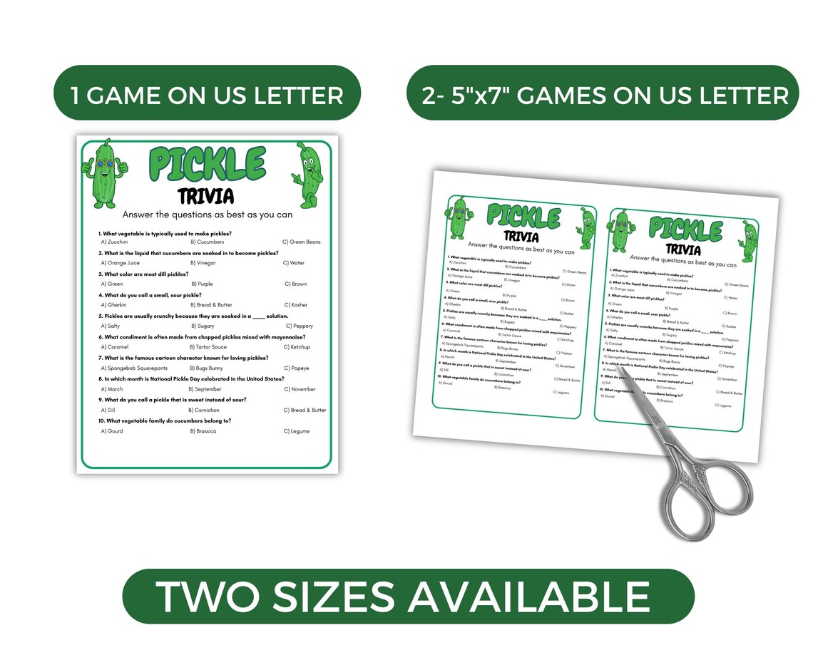 Pickle Games Bundle, Pickle Themed Party Activity, Party Party Games ...