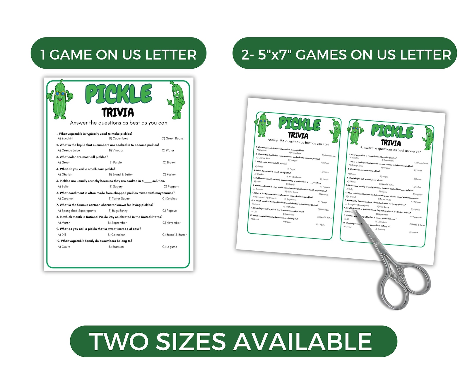 Pickle Games Bundle, Pickle Themed Party Activity, Party Party Games ...