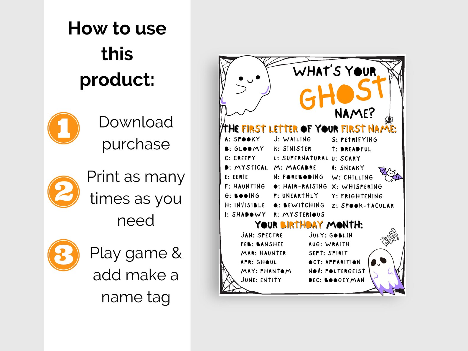 What's Your Ghost Name Game + Name Tags, Ghost Name Generator, Ghost ...