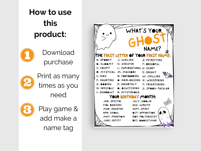 What's Your Ghost Name Game + Name Tags, Ghost Name Generator, Ghost ...