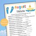 August Trivia Game, Summer Party Game, August Quiz, Summertime Activity ...