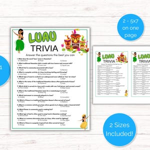 Luau Trivia Game, Luau Quiz, Hawaiian Party Game, Tropical Birthday ...