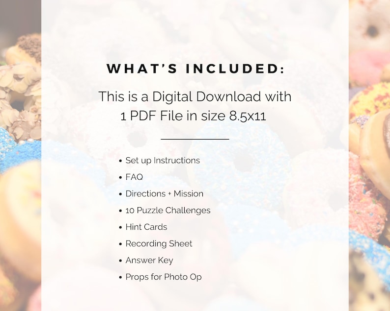 Donut Escape Room for Kids, Printable Escape Room Kit, Donut Party ...