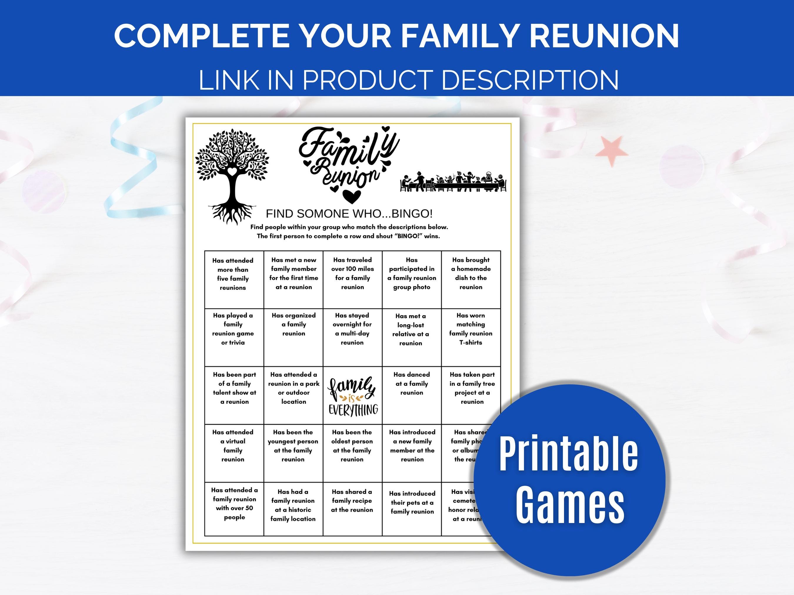 Family Reunion Trivia Game, Printable Family Gathering Activity, How ...