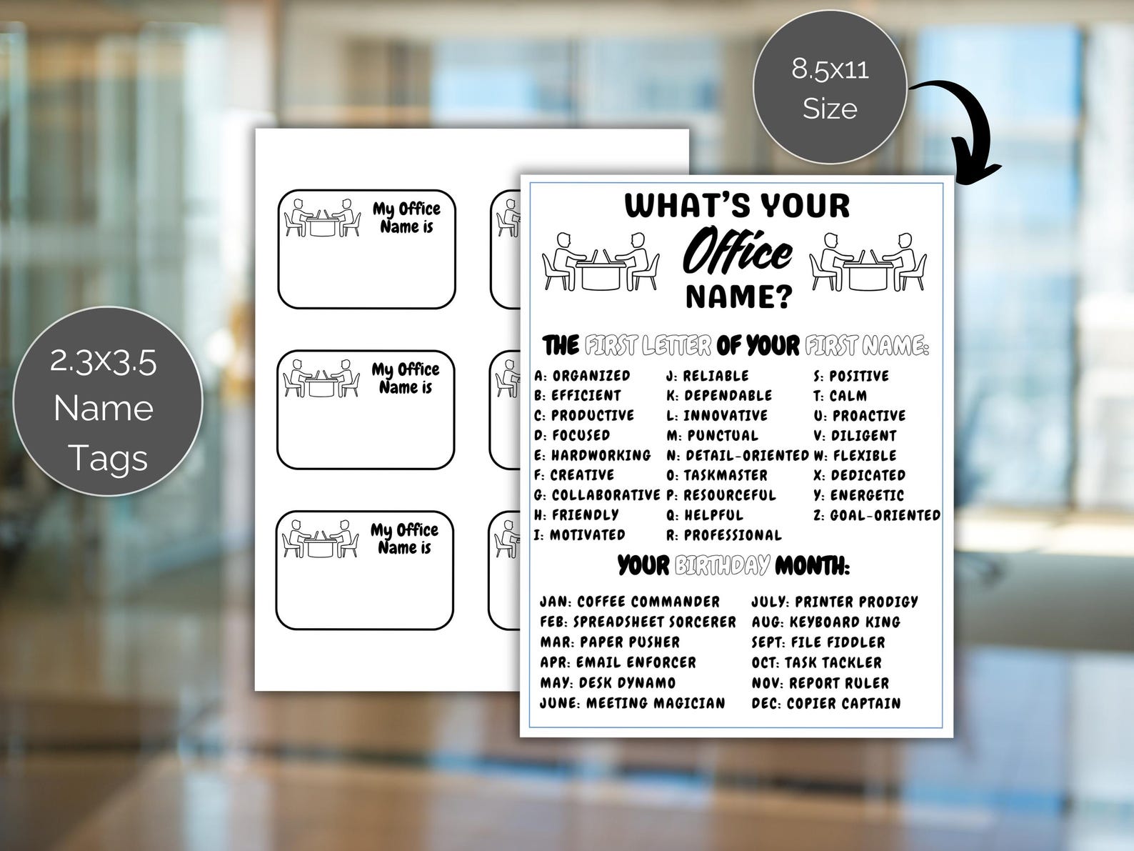 What's Your Office Name Game + Name Tags, Printable Office Party Games ...