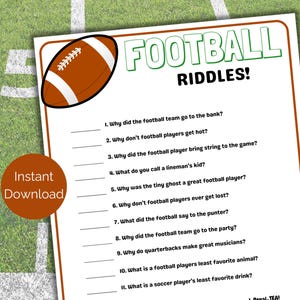 Football Jokes, Football Riddles, Printable Football Party Game ...
