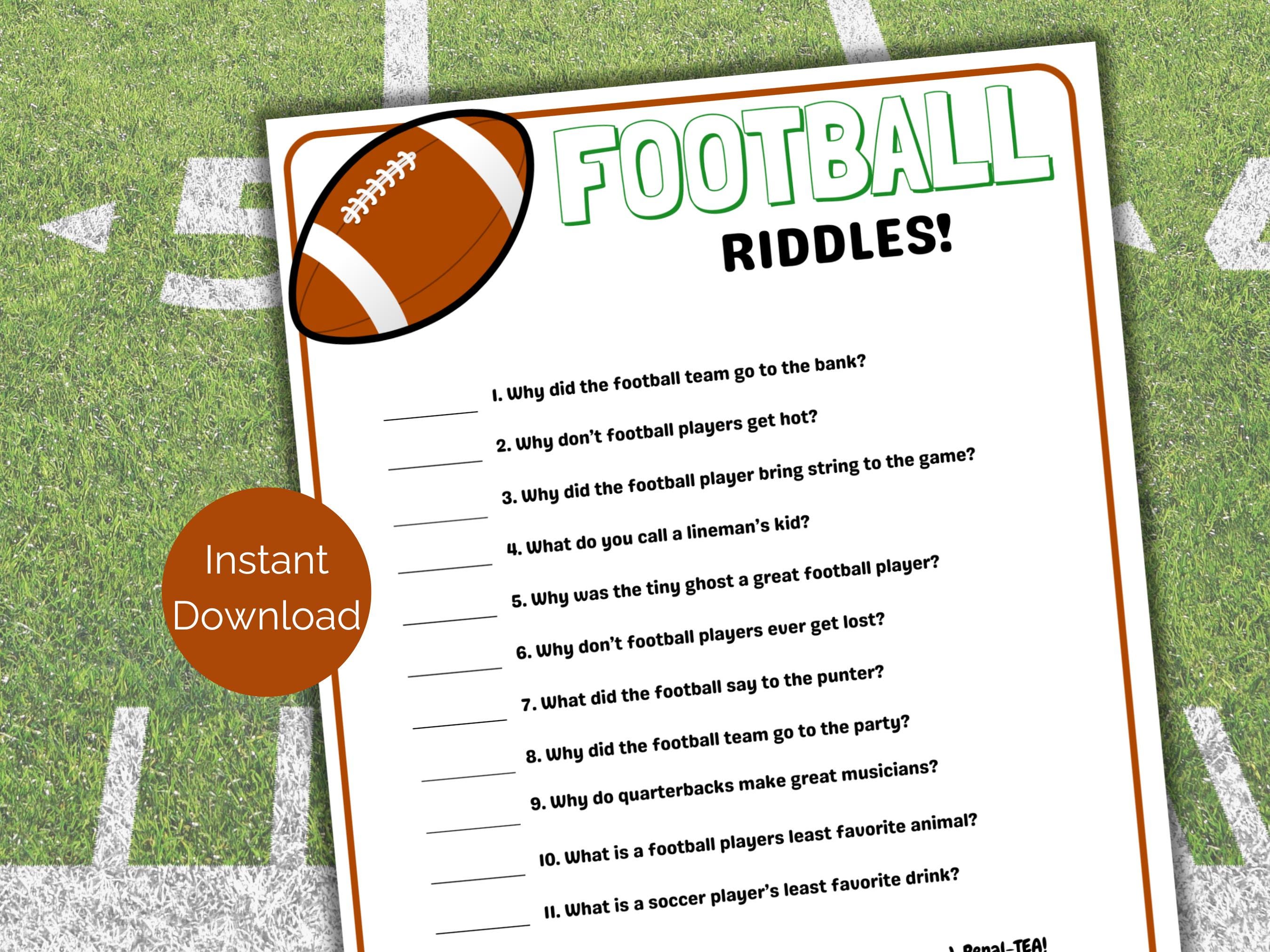 Football Jokes, Football Riddles, Printable Football Party Game ...