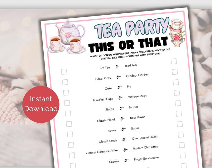 Tea Party Trivia Game, Tea Party Quiz, Tea Party Etiquette Game ...