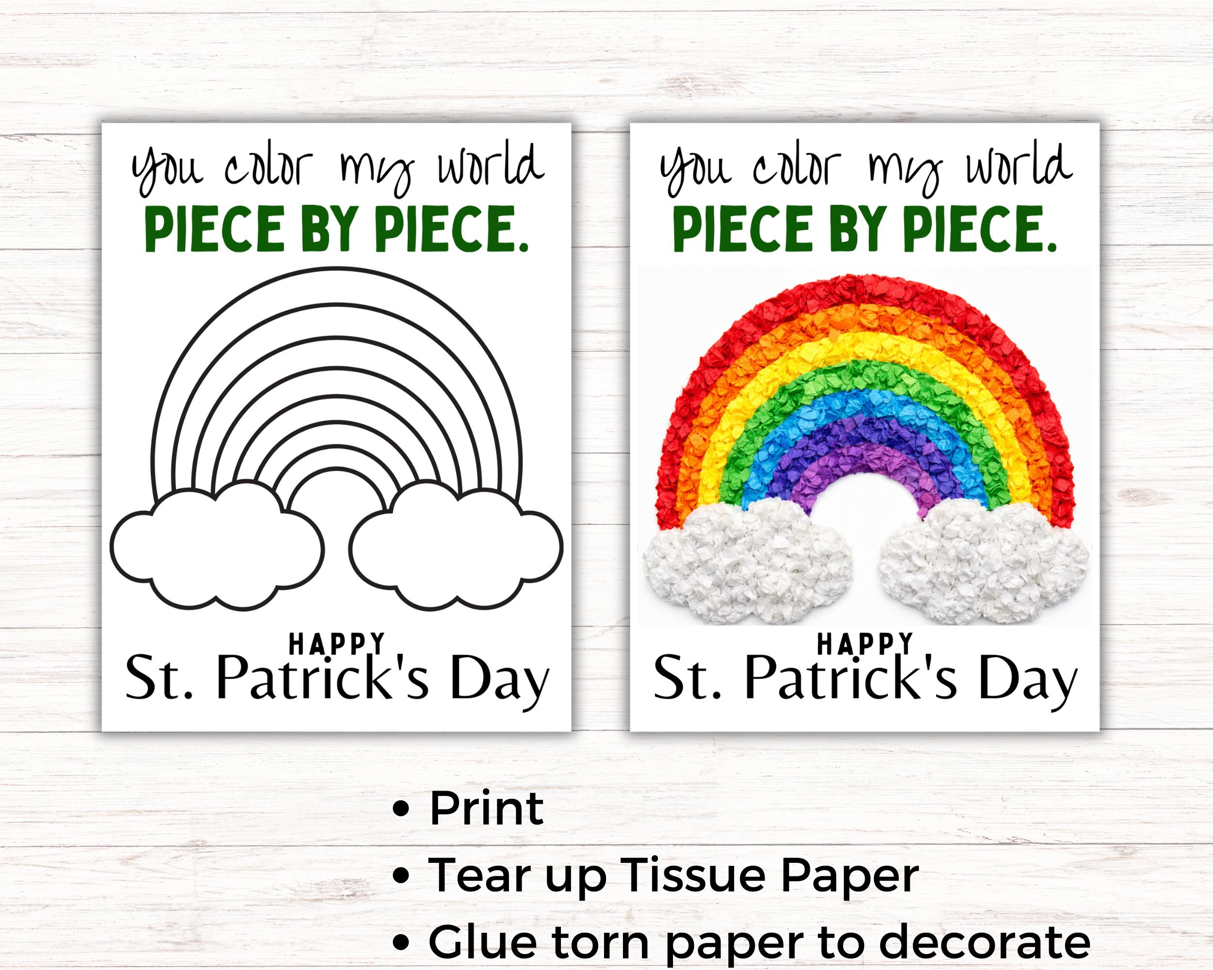 St Patricks Day Torn Paper Craft, Rainbow Cut and Glue Craft, St Pattys ...