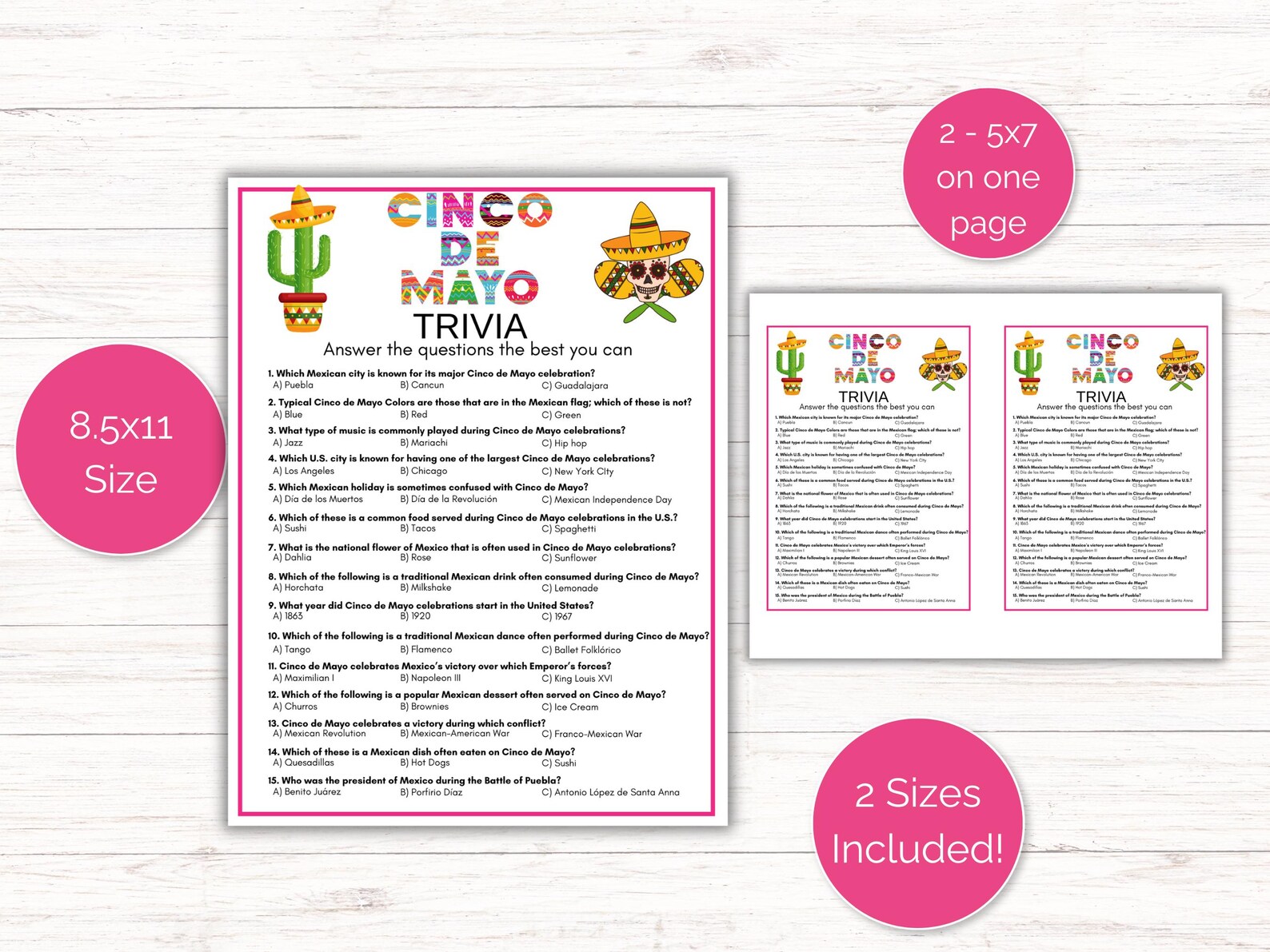 Cinco De Mayo Trivia Game, Cinco De Mayo Quiz, Printable Cinco De Mayo ...
