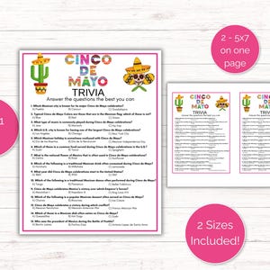 Cinco De Mayo Trivia Game, Cinco De Mayo Quiz, Printable Cinco De Mayo ...
