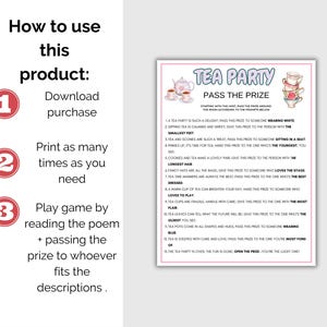 Tea Party Pass the Prize, Printable Tea Party Pass the Parcel Game, Tea ...