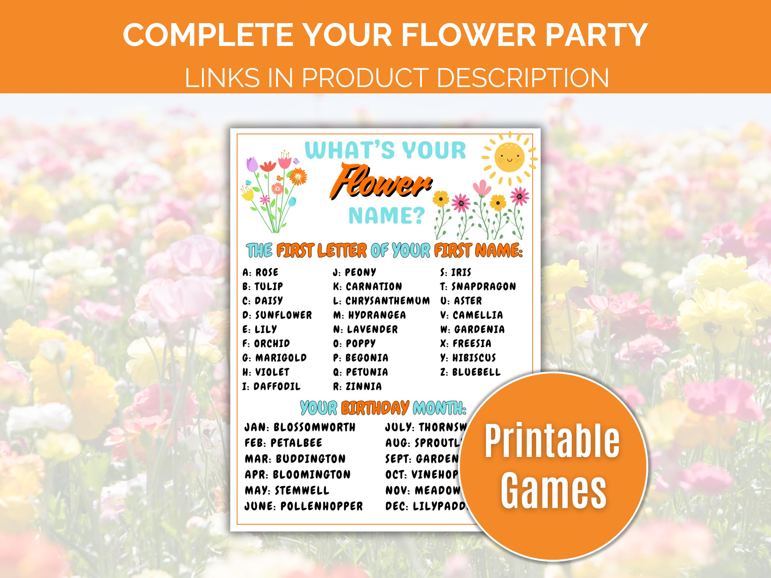 Flower Match up Game, Printable Flower Trivia Game, Flower Quiz, Spring ...