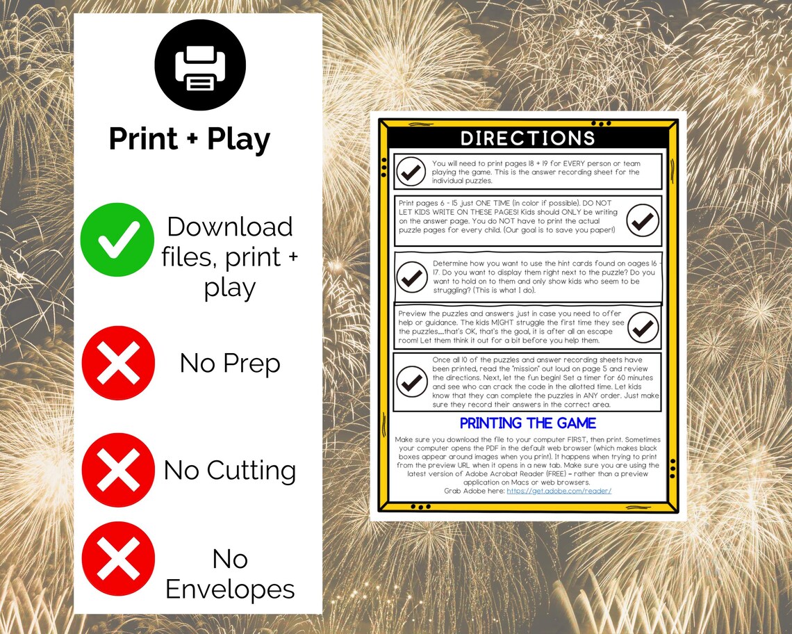 New Years Eve Escape Room Game, Printable NYE Escape Room for Kids or ...