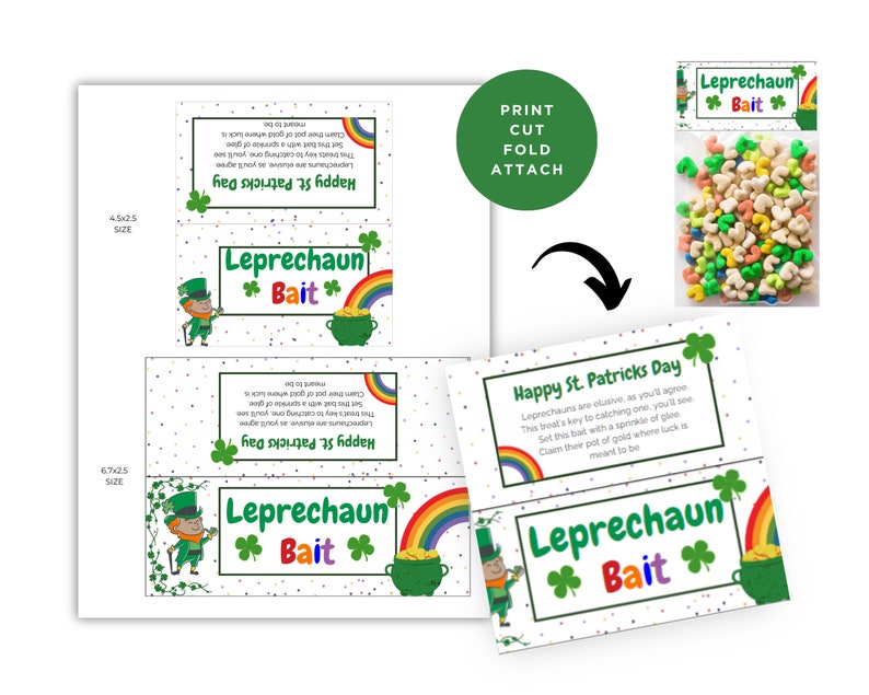 Leprechaun Bait Treat Bag Topper, Printable St. Patricks Day Treat Tag ...