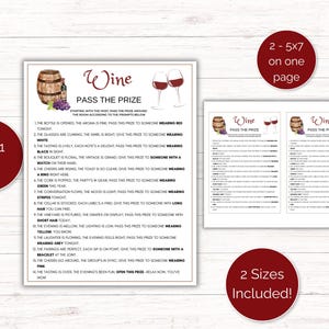 Wine Pass the Prize, Printable Wine Pass the Parcel Game, Wine Party ...