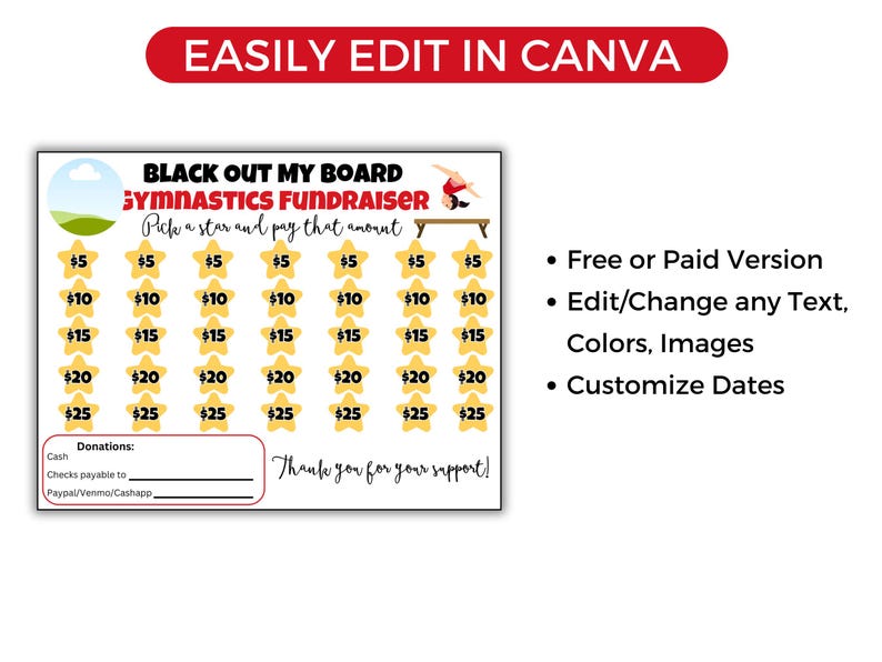 Editable Gymnastics Black Out My Board Fundraiser, Gymnastics Team ...
