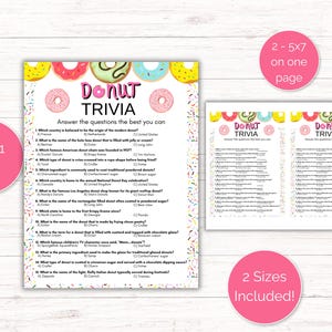 Donut Trivia Game, Donut Party Game, Printable Donut Game for Kids and ...