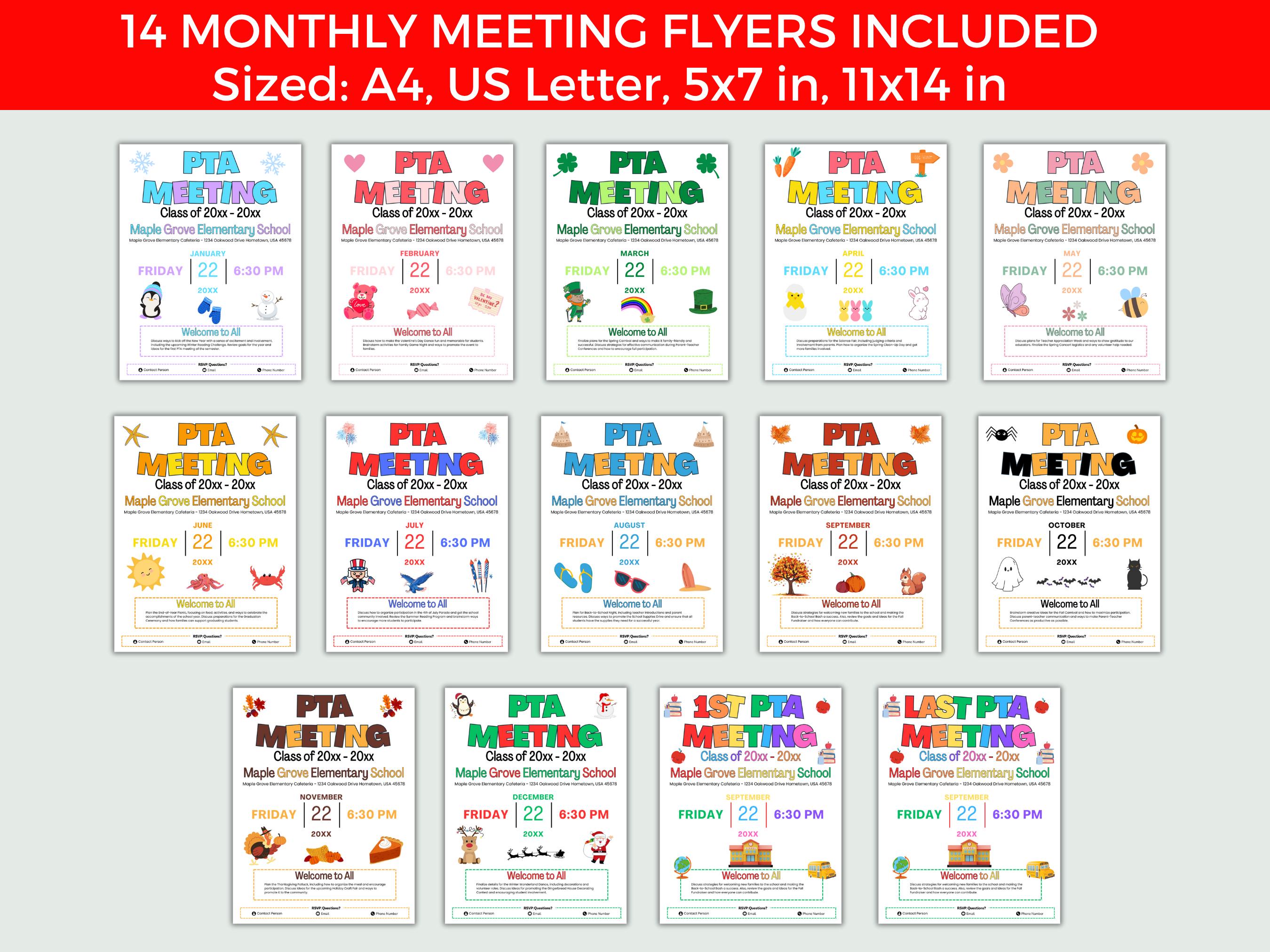 EDITABLE PTO PTA Flyer Template Bundle With Pta Newsletter Templates ...