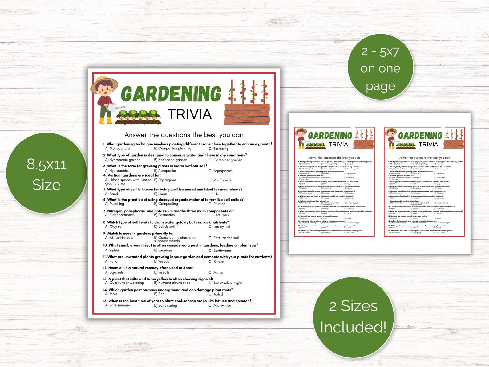 Gardening Trivia Game, Gardening Quiz, Printable Garden Trivia ...