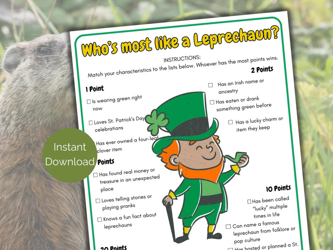 Who's the Most Like a Leprechaun, Printable St Patricks Day Activity ...