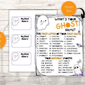 What's Your Ghost Name Game + Name Tags, Ghost Name Generator, Ghost ...